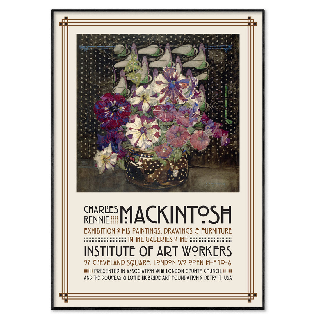 Charles Rennie Mackintosh Exhibition Poster - Petunias, 1916 | Art ...